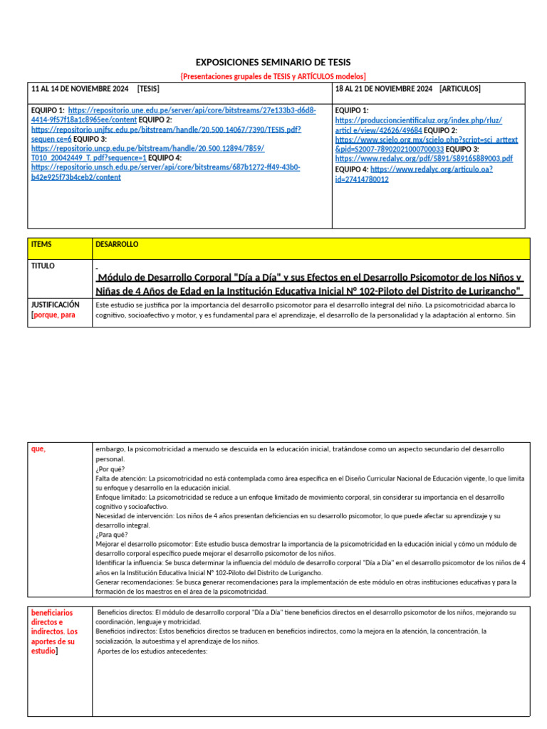 Exposiciones Semanales Con Nota y Examen Final | PDF | Educación de la primera infancia | Sicología