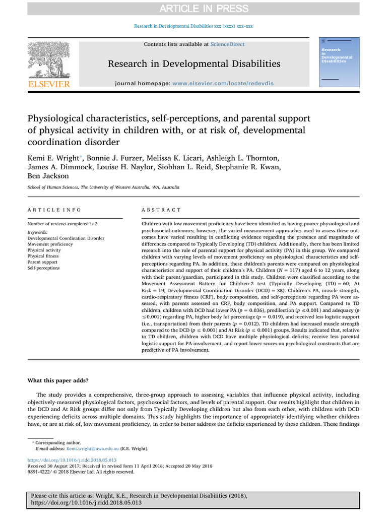 Research in Developmental Disabilities | PDF | Attention Deficit ...
