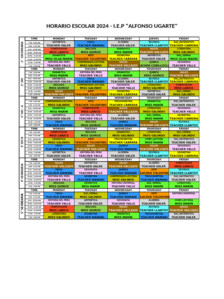 Horario 2024 - Polidocencia Modificado para Matemática | PDF | Geometría | Matemáticas