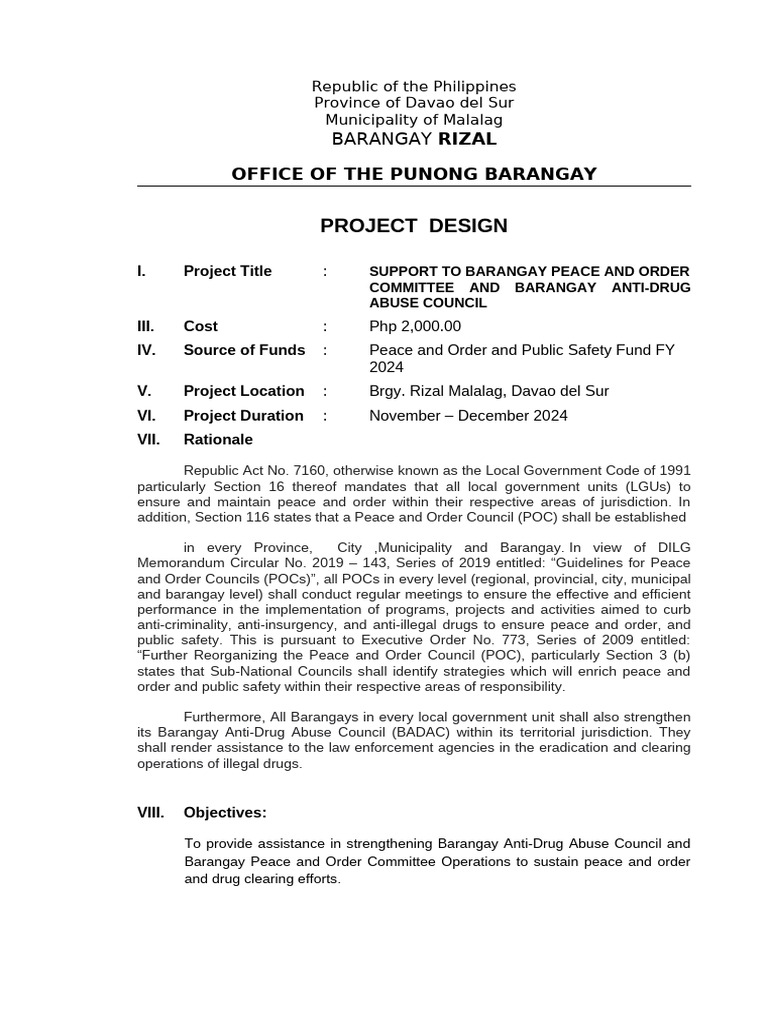 Badac Activity Design 2024 | PDF | Justice | Crime & Violence