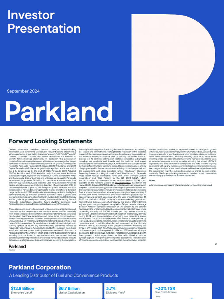 Parkland September 2024 Investor Presentation VF | PDF