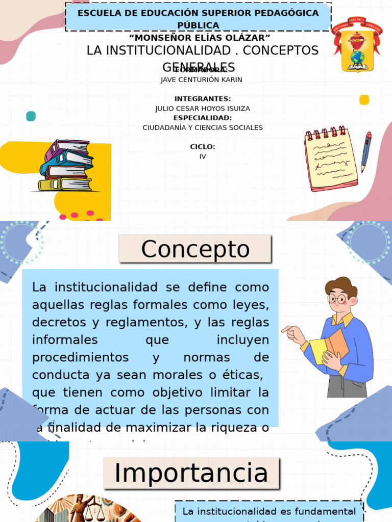 La Institucionalidad - Conceptos Generales: Escuela de Educación ...