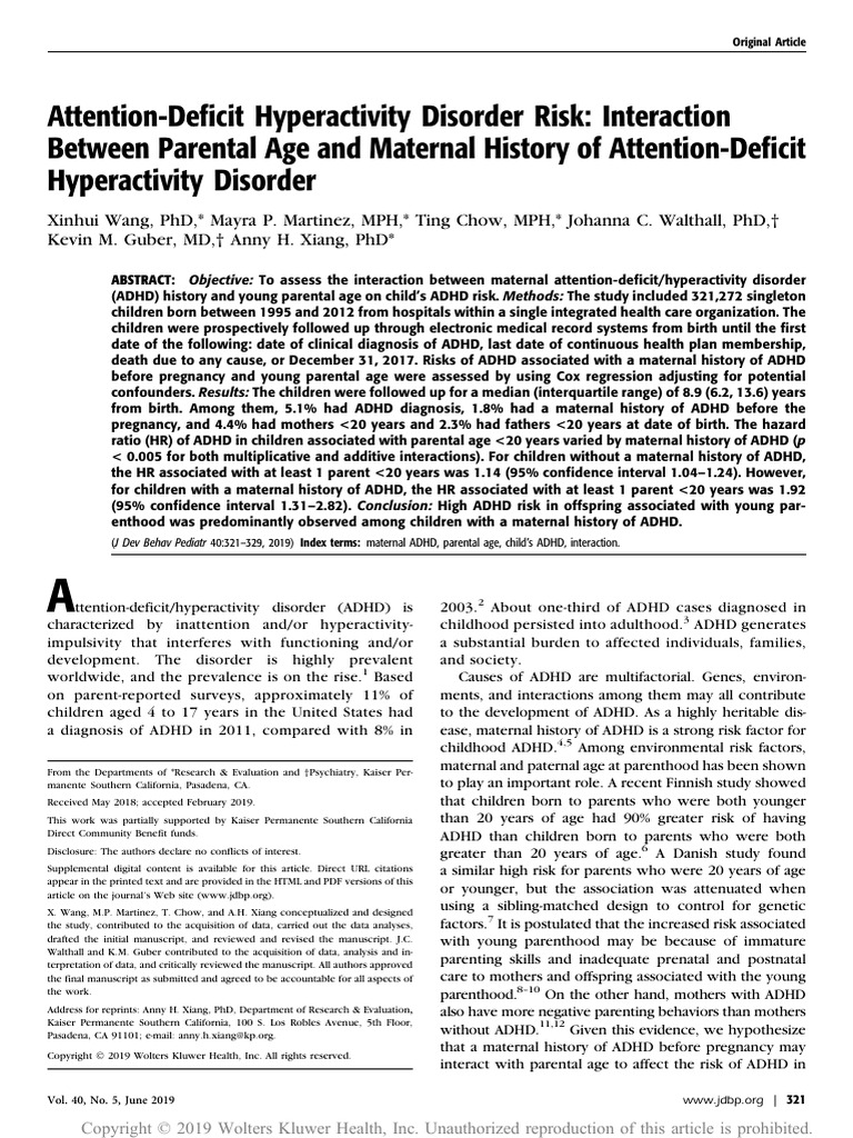 Attention-Deficit Hyperactivity Disorder Risk: Interaction Between ...