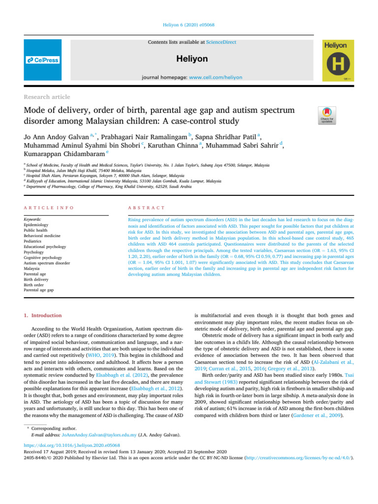 Autism Risk Factors in Malaysian Children | PDF | Autism Spectrum ...