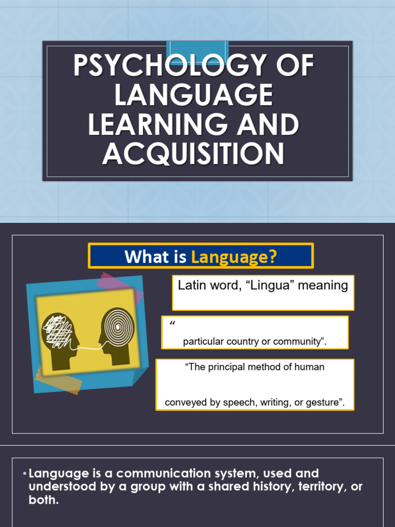 Psychology of Language Learning and Acquisition Prelims | PDF ...