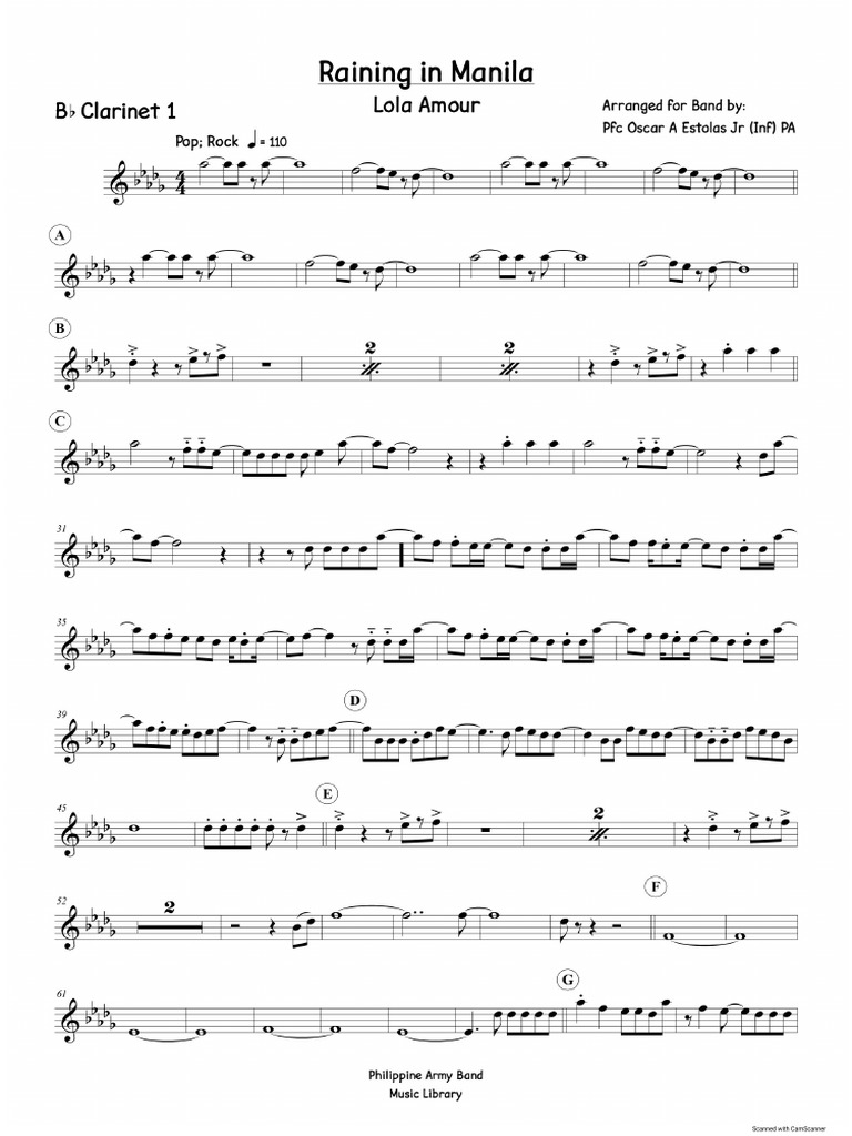 Raining in Manila - Lola Amour - BB Clarinet 1 | PDF