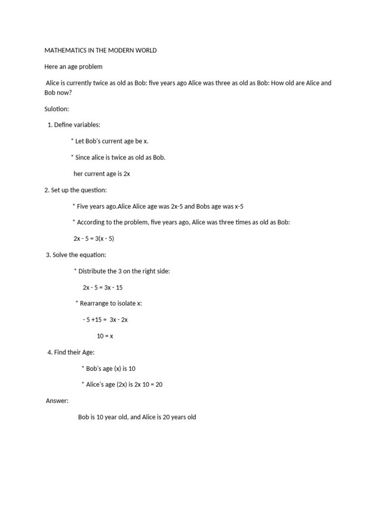 These Are The Examples of Age Word Problem, Mixture Problem, and ...