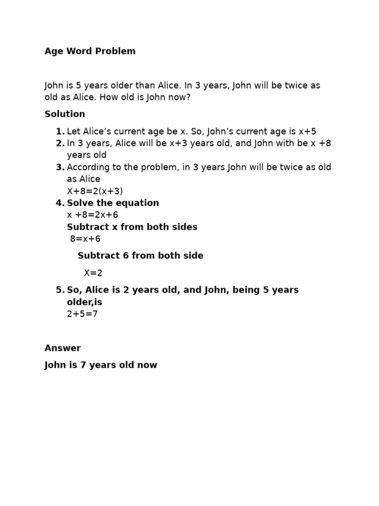 Age Word Problem, Mixture Problem, and Distance, Rate and Time Problem | PDF