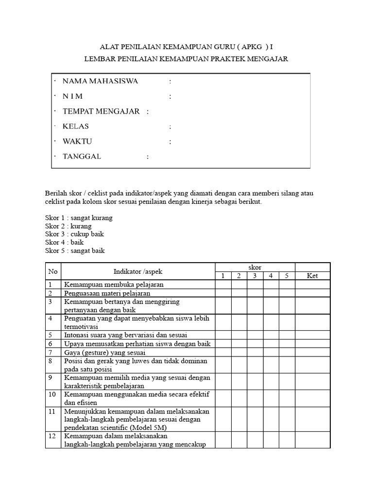 Alat Penilaian Kemampuan Guru | PDF