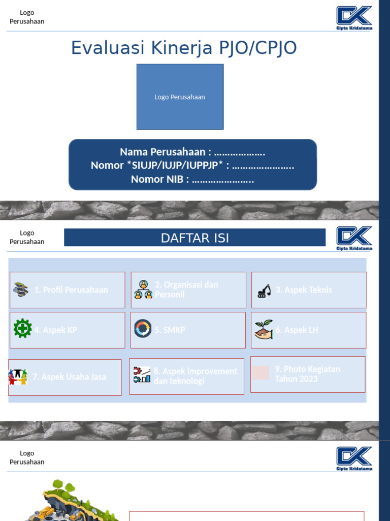 Template Presentasi Evaluasi PJO & CPJO Mitra Kerja Under CK | PDF