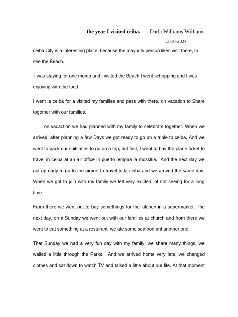The Year I Visited Ceiba.: Darla Williams Williams | PDF