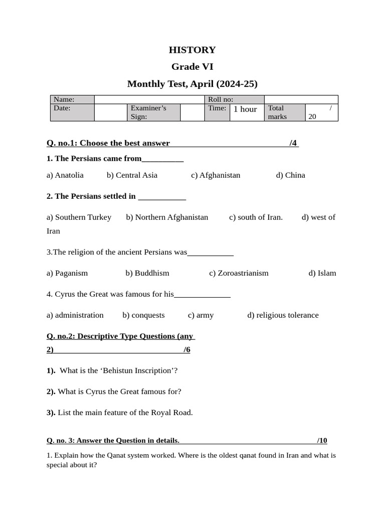 6 Hist M Test... | PDF