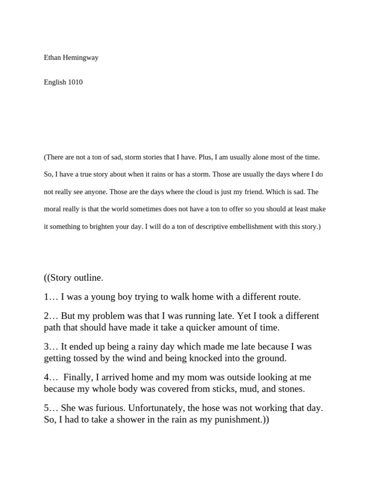 Ethan's Story About A Storm | PDF