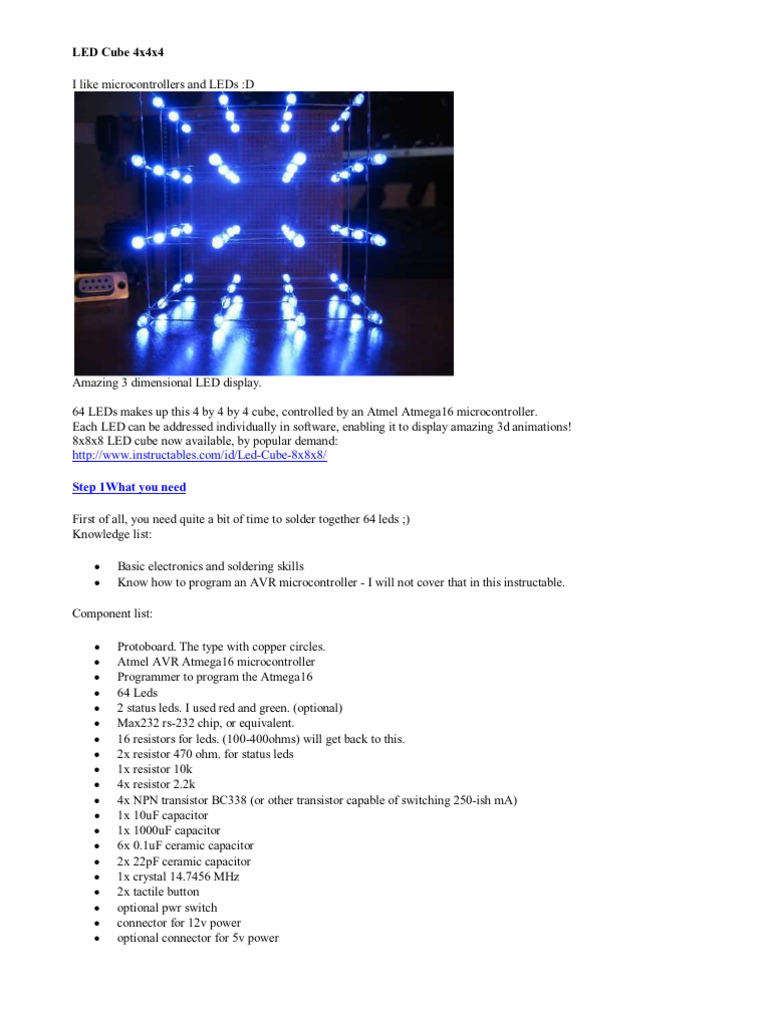 LED Cube 4x4x4 | PDF | Source Code | Light Emitting Diode