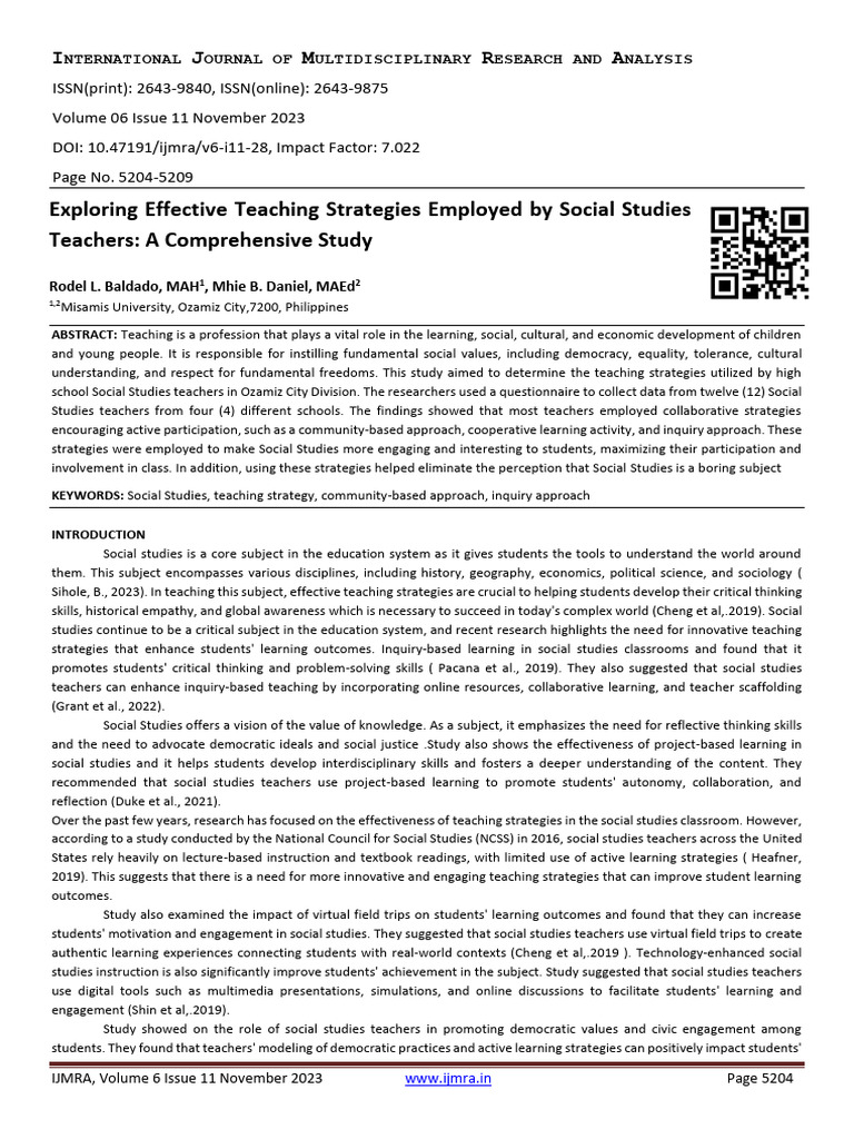 Exploring Effective Teaching Soc Studs | PDF | Inquiry Based Learning | Learning