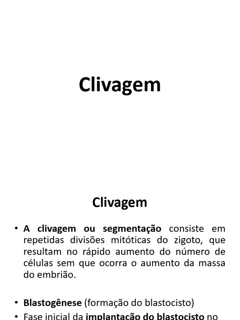 Clivagem e Implantação do Blastocisto | PDF | Morfologia (Biologia ...
