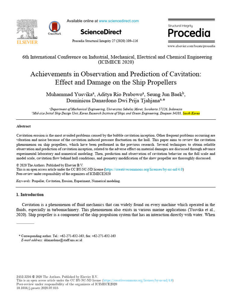 Cavitation Effects on Ship Propellers | PDF | Propeller | Reynolds Number