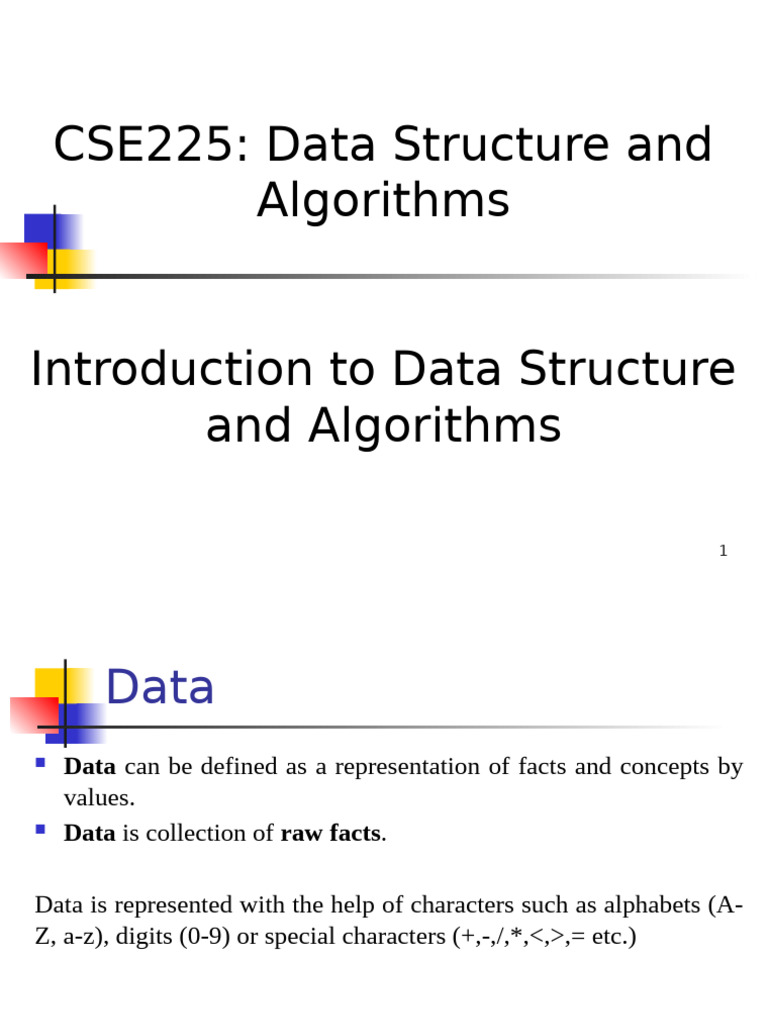 CSE225 Lecture01 Introduction To DS | PDF | Data Type | Data Structure