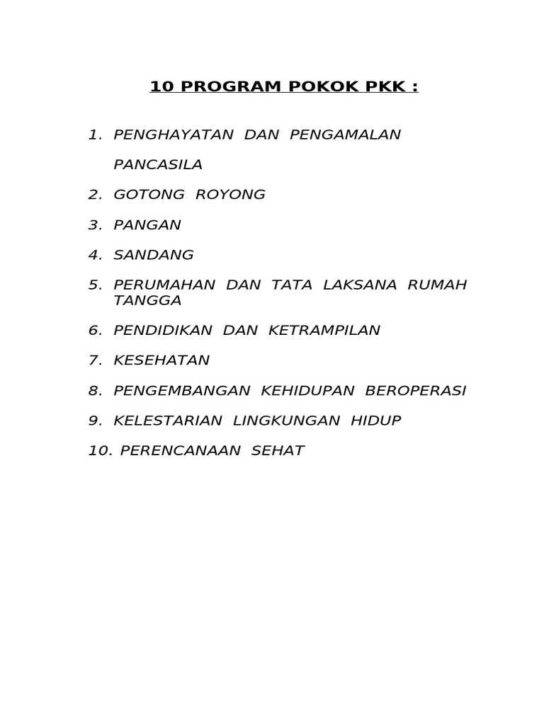10 Program PKK & 10 Hatinya PKK | PDF | Kesehatan Holistik