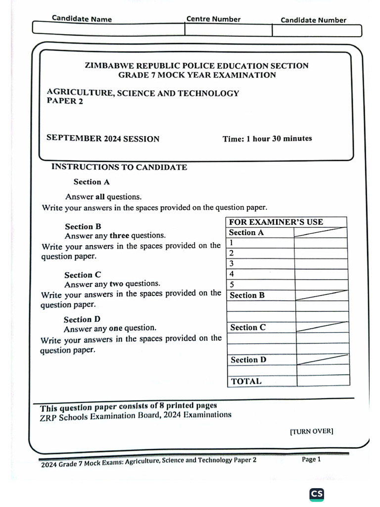 Agric, Science & Tech P2 Mock | PDF