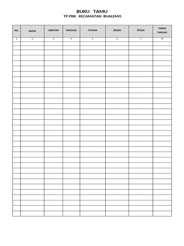 Buku Tamu PKK | PDF