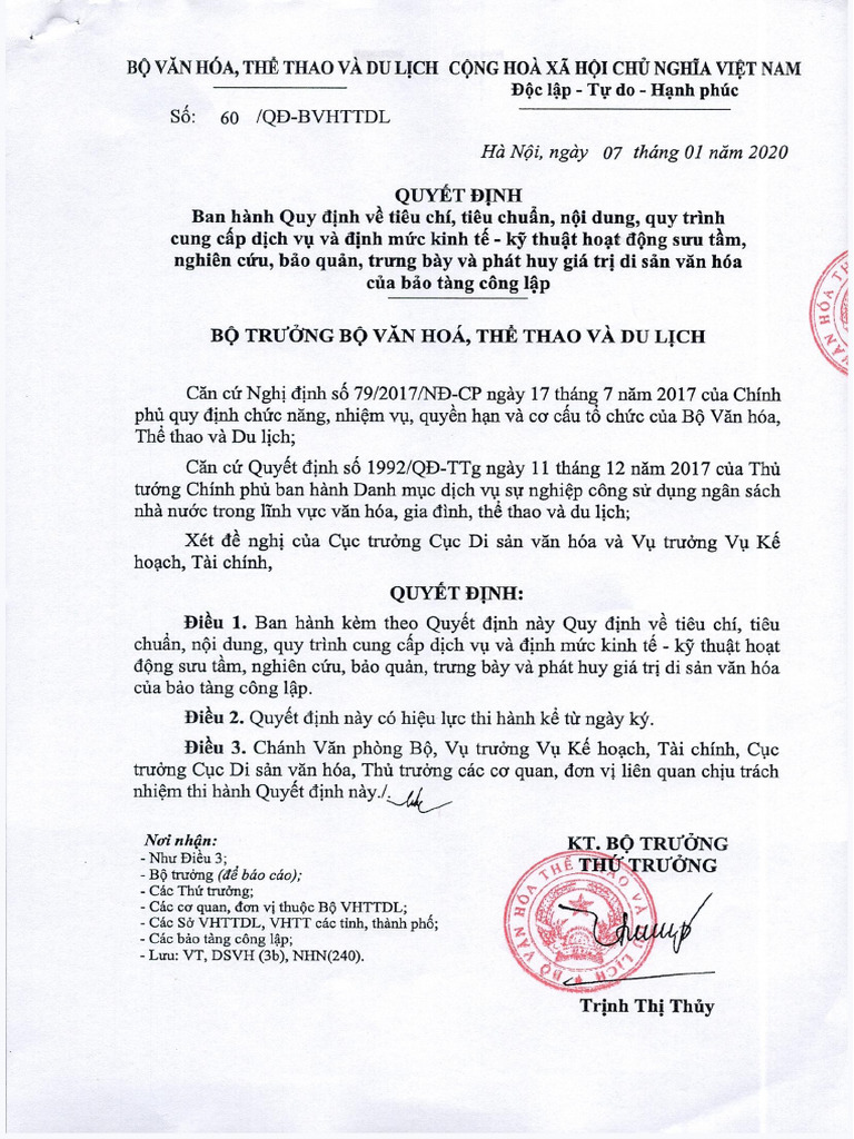 Quyet Dinh Dinh Muc Kinh Te Ky Thuat Bao Tang 60 017012020 | PDF