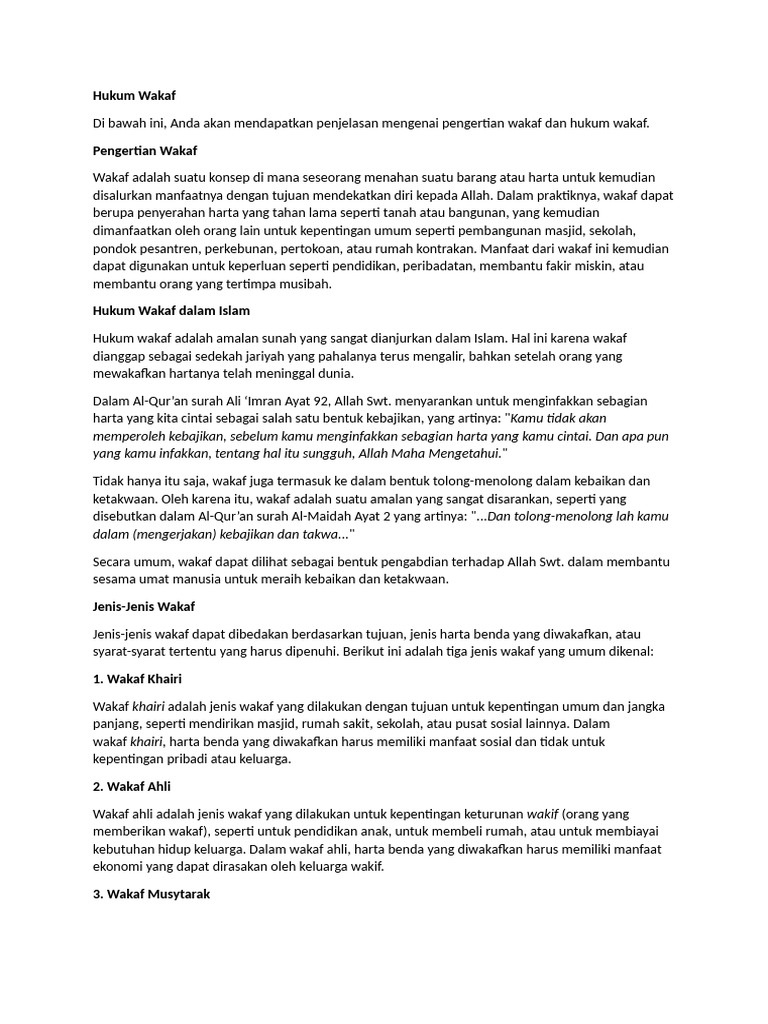 Hukum Wakaf | PDF