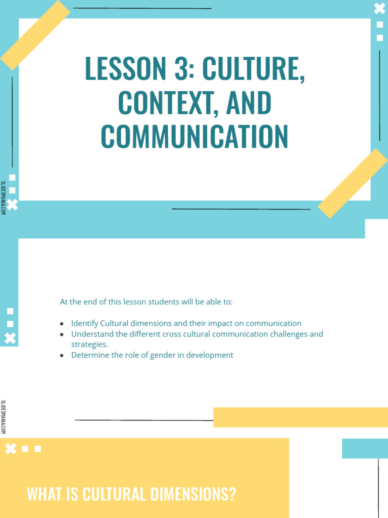 Lesson 3 - Culture, Context, and Communication | PDF | Nonverbal ...