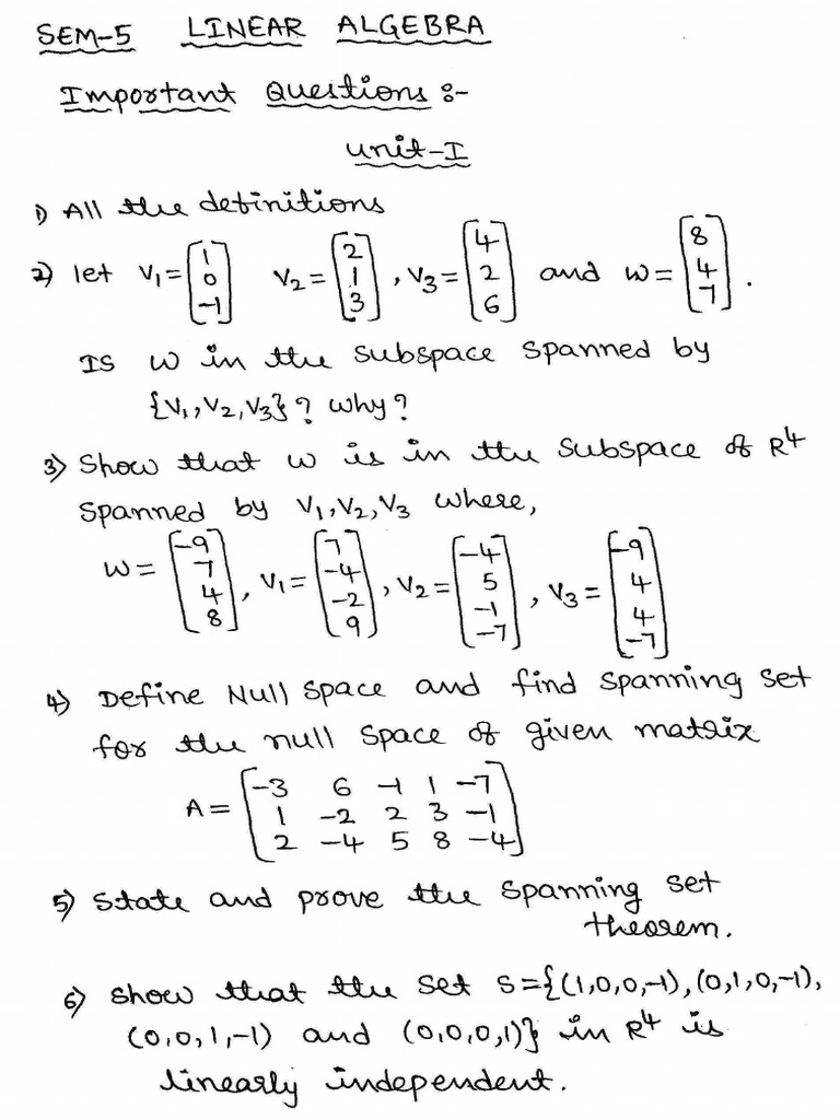 Linear Algebra Sem-5 | PDF | Business | Technology & Engineering