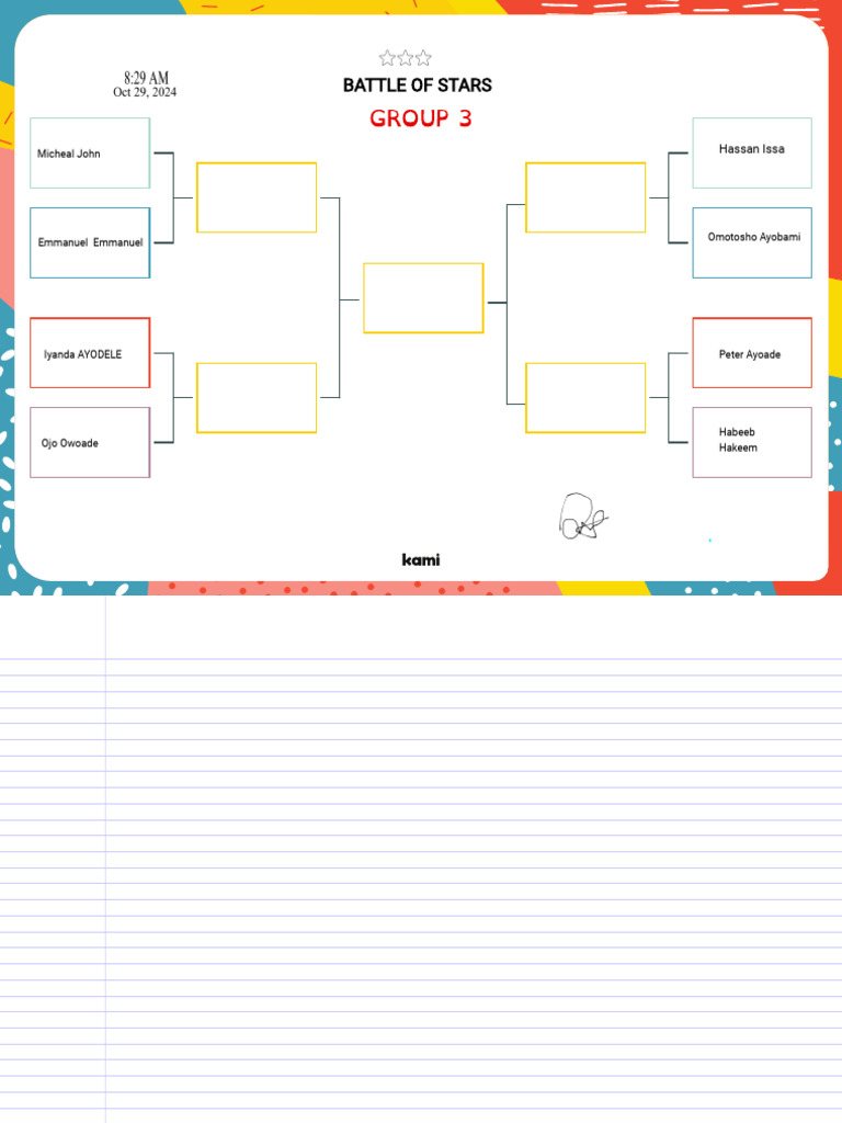 Kami Export - Tournament Template 4 Brackets - Colored | PDF