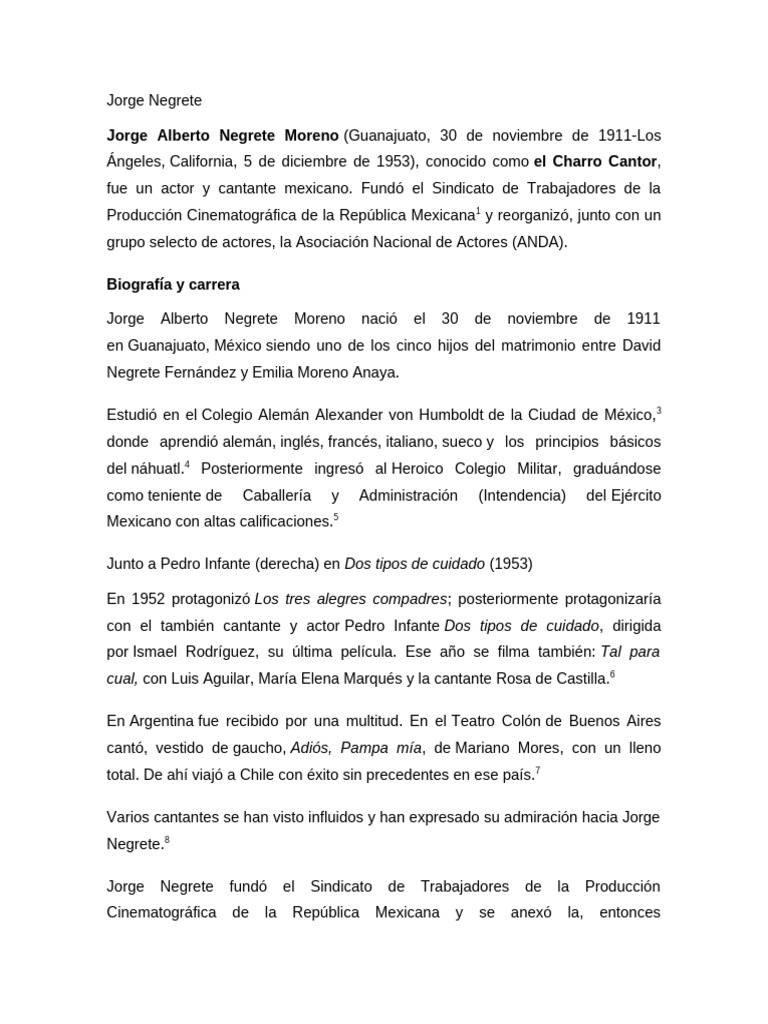 Jorge Negrete | PDF | Viajes y turismo | Historia