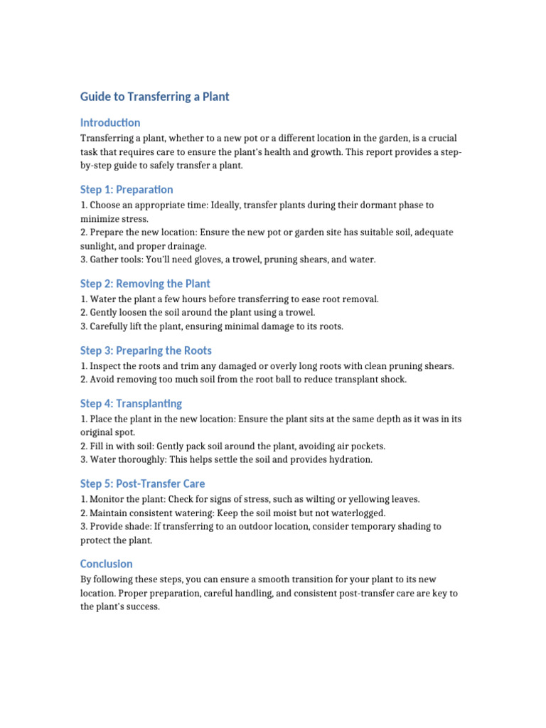 Plant Transfer Guide | PDF