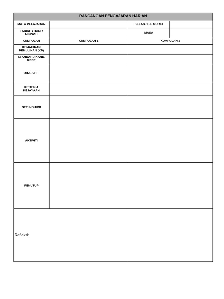 Tempplat RPH Kosong | PDF
