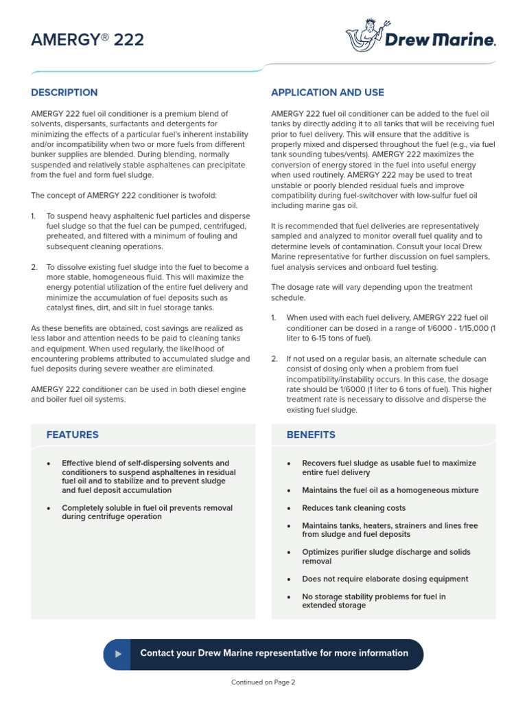 Drew Marine Pds AMERGY 222 | PDF | Fuel Oil | Fuels