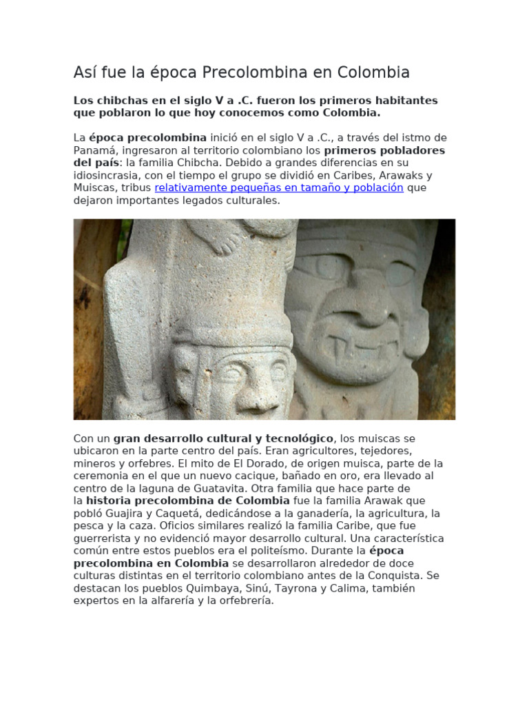 Epoca Precolombina | PDF | Colombia | Pueblos Indígenas de las Américas