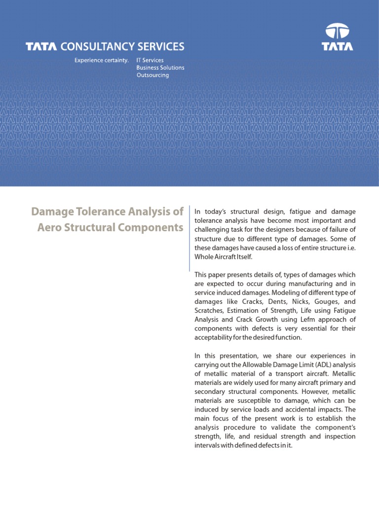 Damage Tolerance Analysis | PDF | Fracture Mechanics | Fatigue (Material)