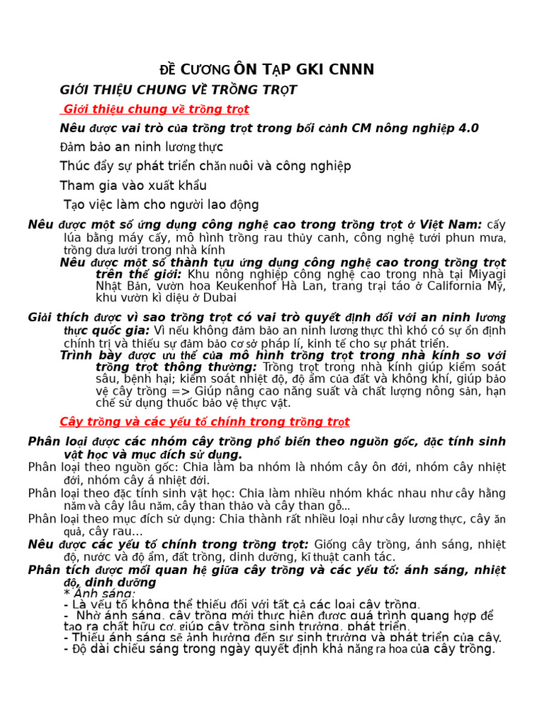 ĐỀ CƯƠNG ÔN TẬP GKI CNNN | PDF