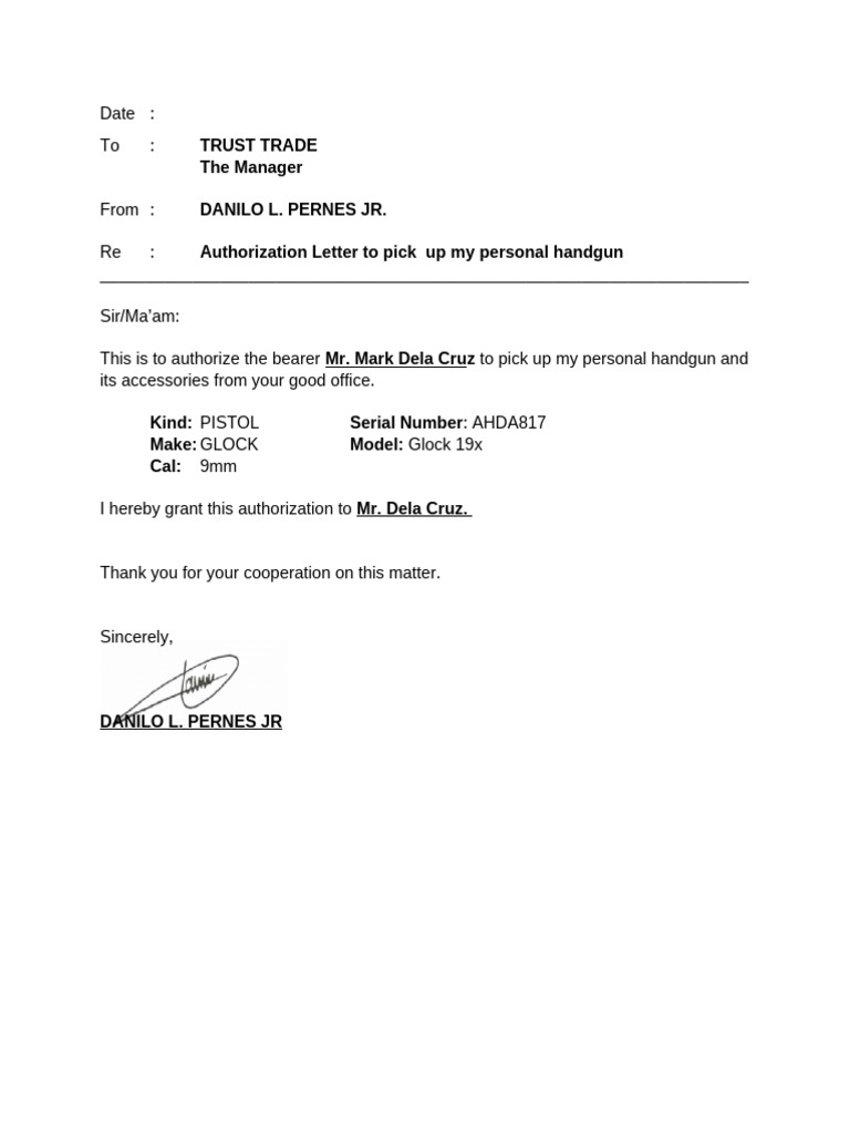 Authorization Letter | PDF