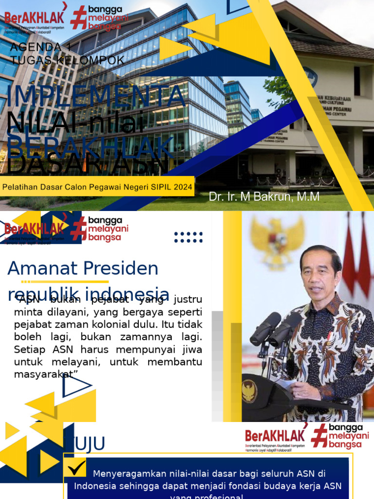 Tugas Kelompok Implementasi Nilai-Nilai Dasar ASN | PDF