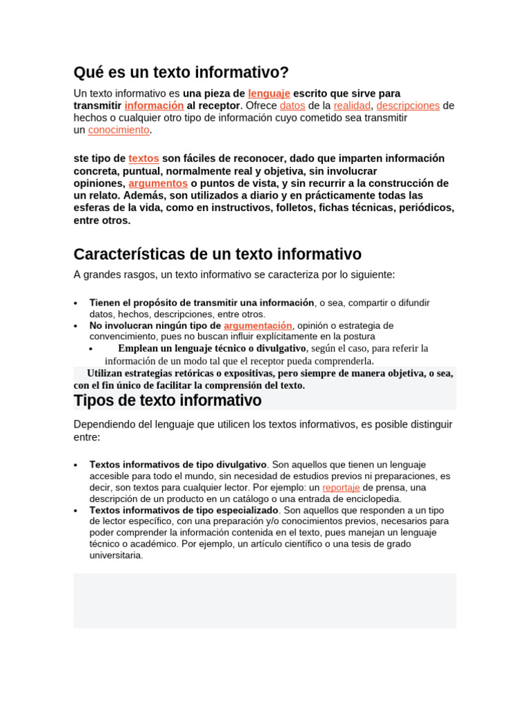Qué Es Un Texto Informativo | PDF | Información | Publicación Académica