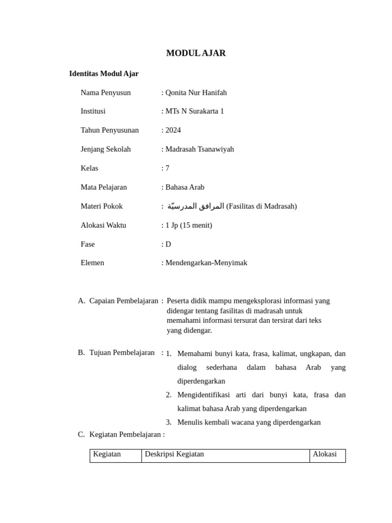 MODUL AJAR Microteaching-1 | PDF