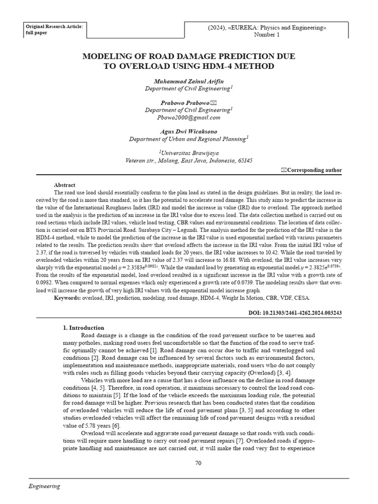 Road Damage Prediction from Overload IRI | PDF | Road | Transport
