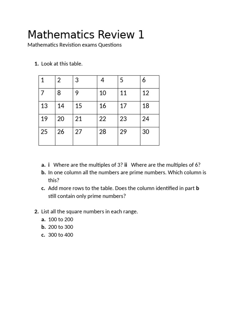 Mathematics Review 1 | PDF | Multiplication | Significant Figures