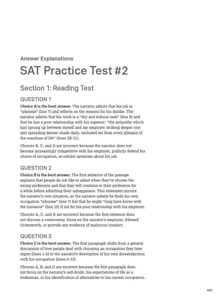 Sat Practice Test 2 Answers | PDF | Verb | Fair Trade