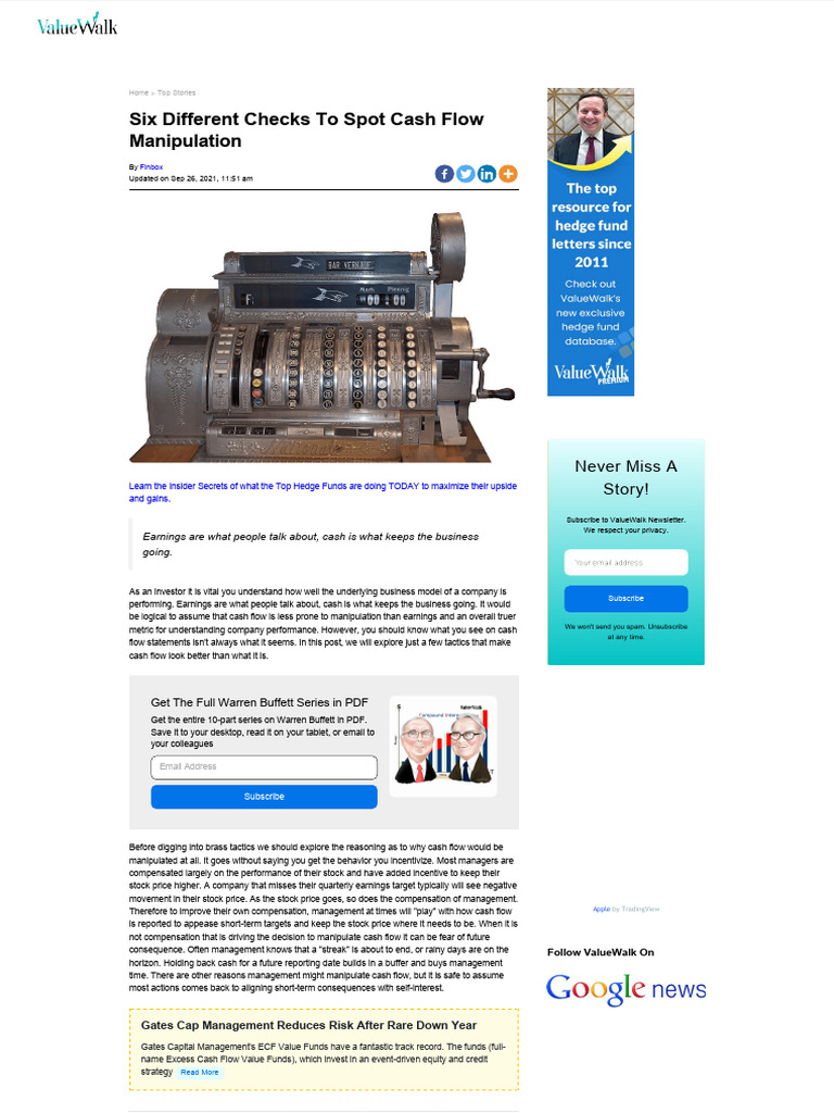 Spotting Cash Flow Manipulation Techniques | PDF | Debt | Factoring (Finance)