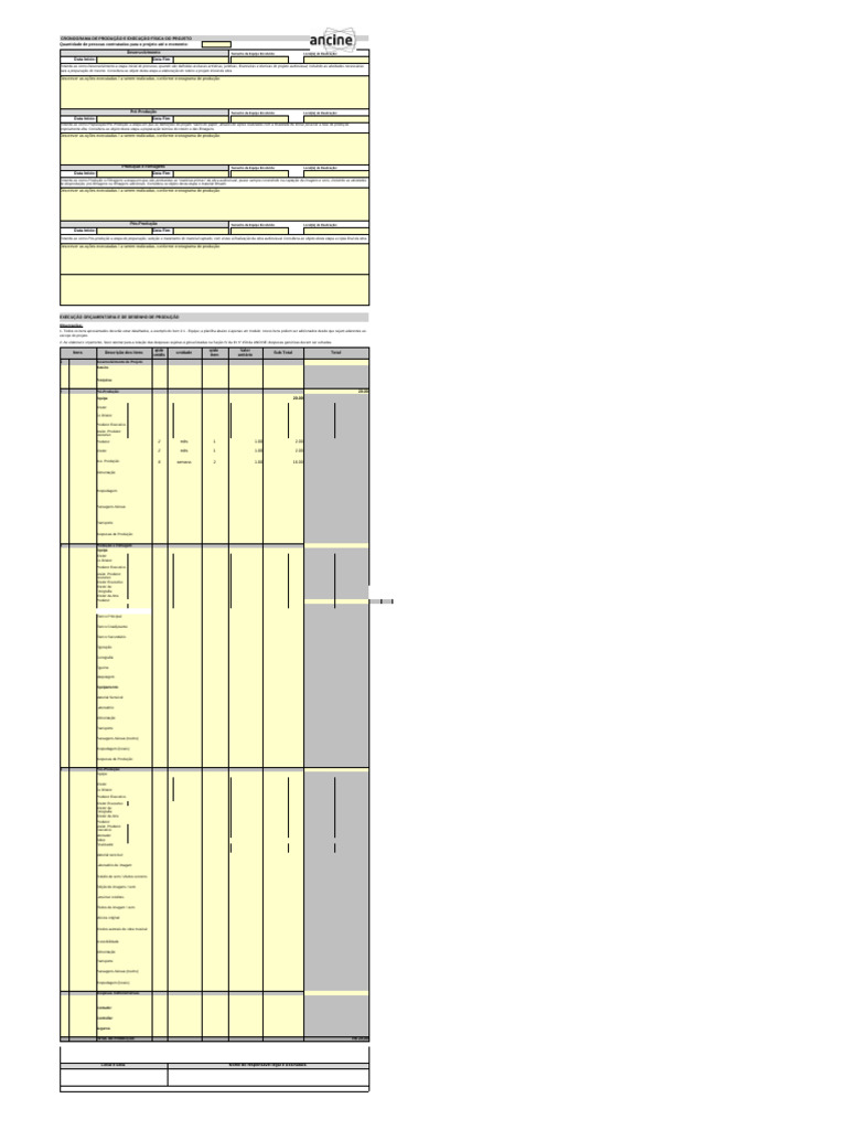 Cronograma Planilha Documentário | PDF