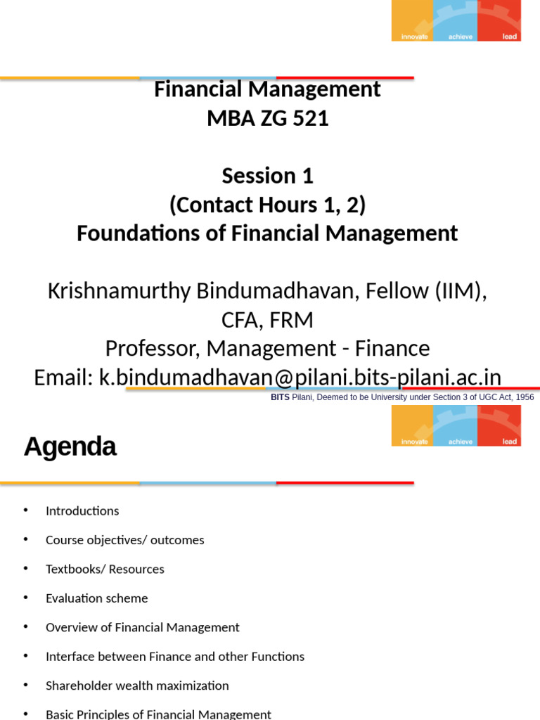 Financial Management Session 1 Updated | PDF | Capital Budgeting ...