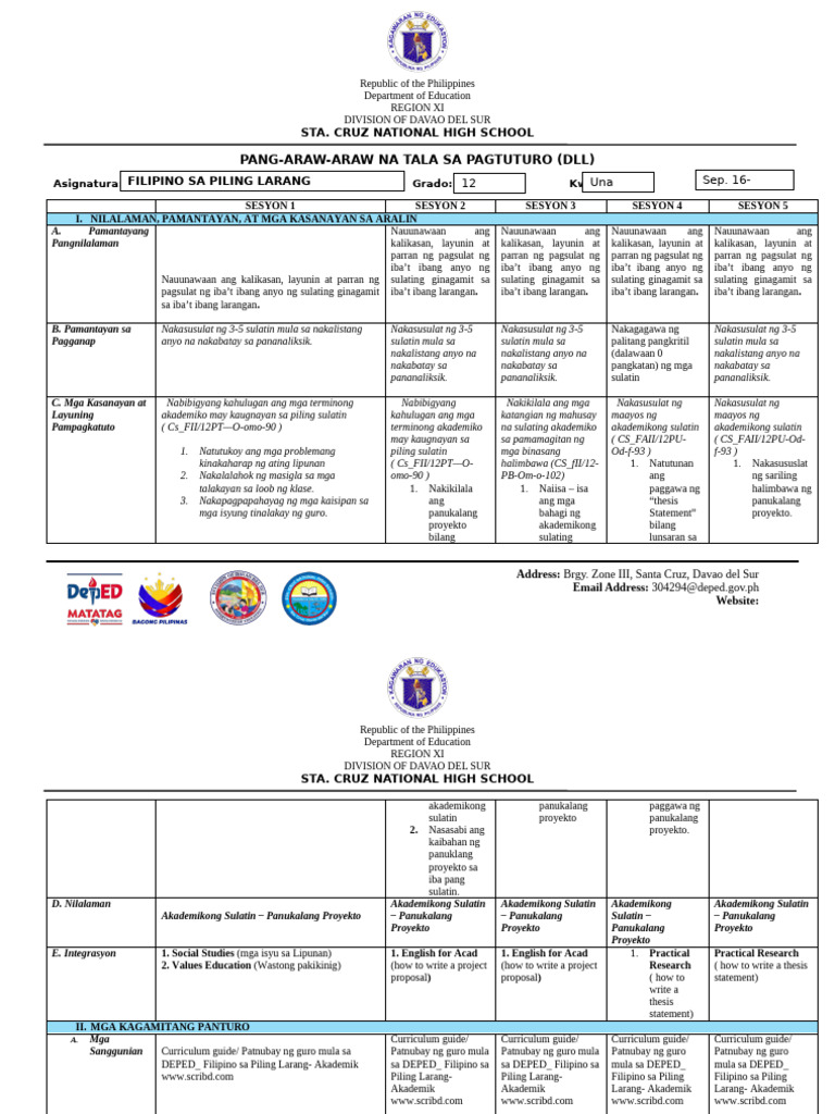 DLL DLP Template Fil | PDF