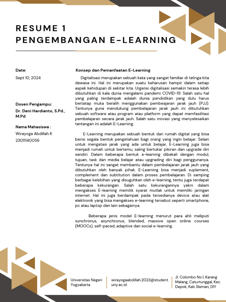 Resume 1 E-Learning | PDF | Komputer
