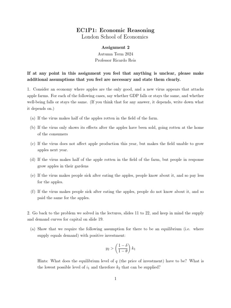 Ec1p1 PS2 2024 | PDF | Economic Equilibrium | Demand